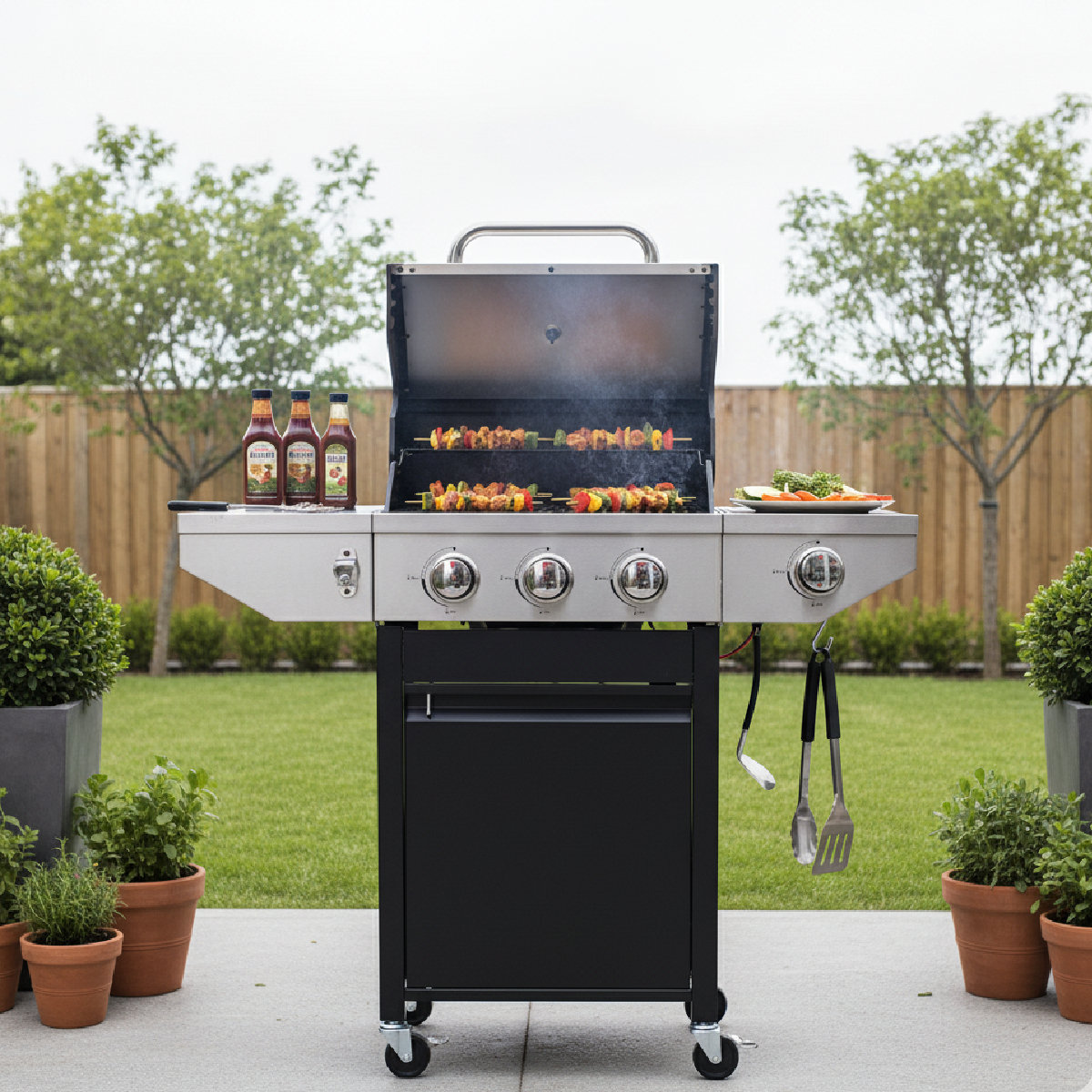 Living Source International Propane Gas Grill, 3-burner Bbq With Side ...
