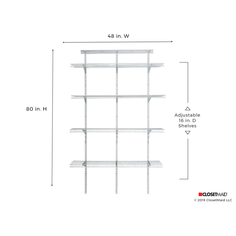 ClosetMaid ShelfTrack 80" H x 48" W x 16.75" D Pantry Shelving Unit ...