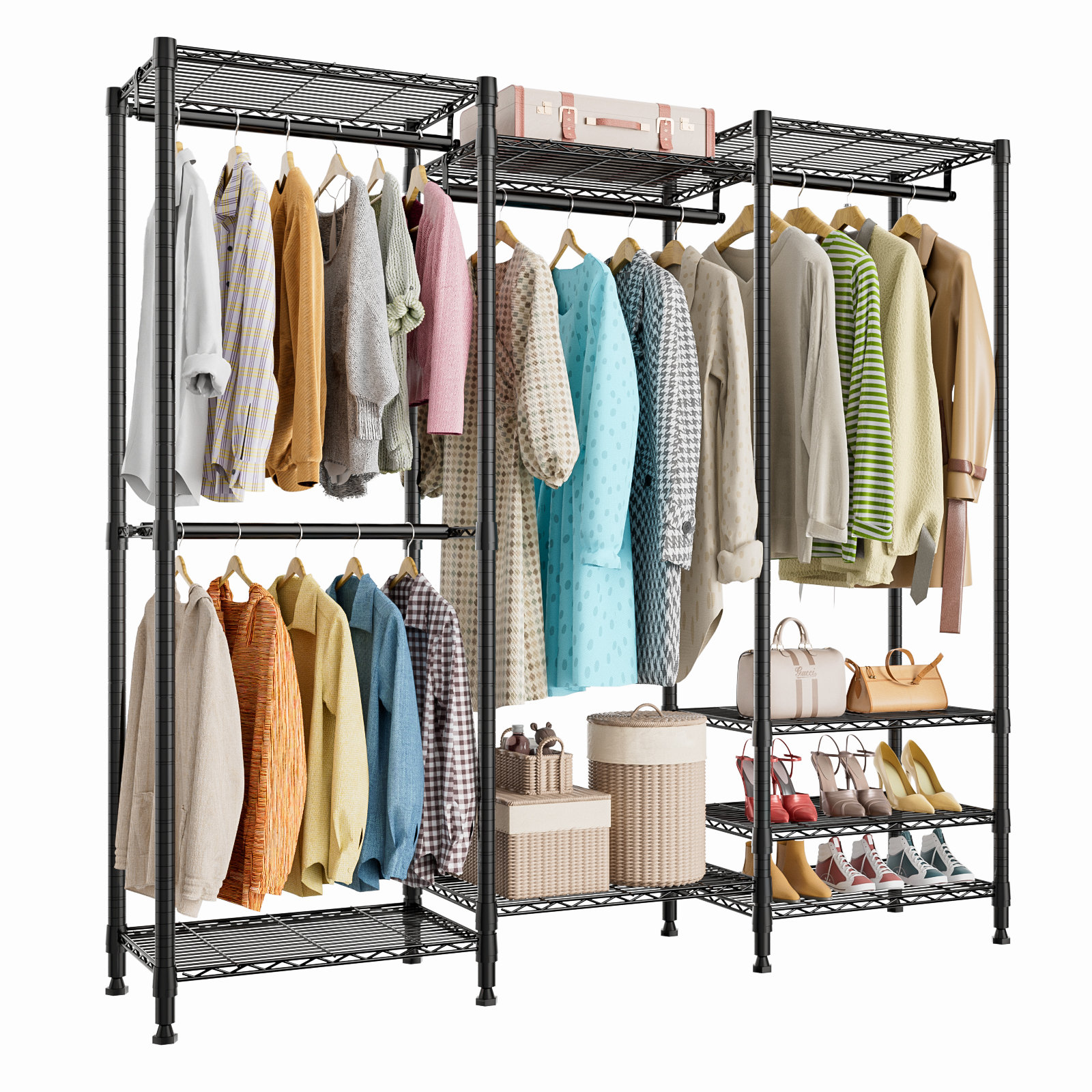 Rebrilliant Parnika Garment Rack Metal Clothes Rack , Wardrobe Closet ...
