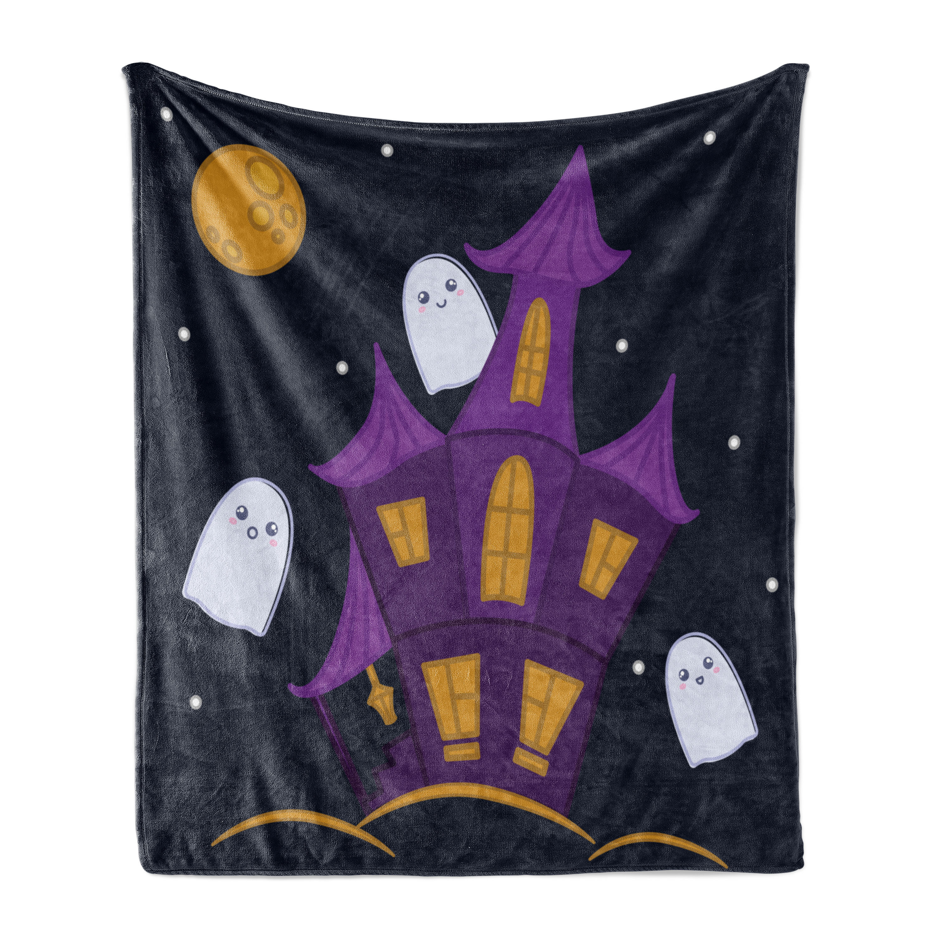 Ambesonne Ghost Fleece Throw Blanket Dark Night and Haunted House ...