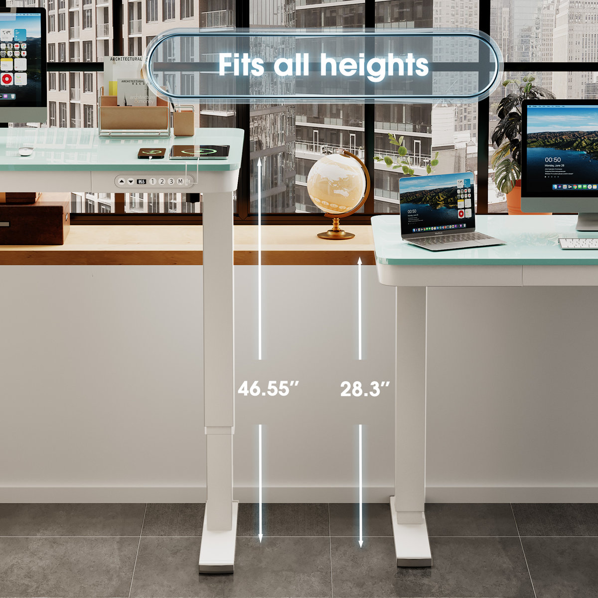 The Twillery Co.® Middletown 48'' W Glass Top Height Adjustable ...