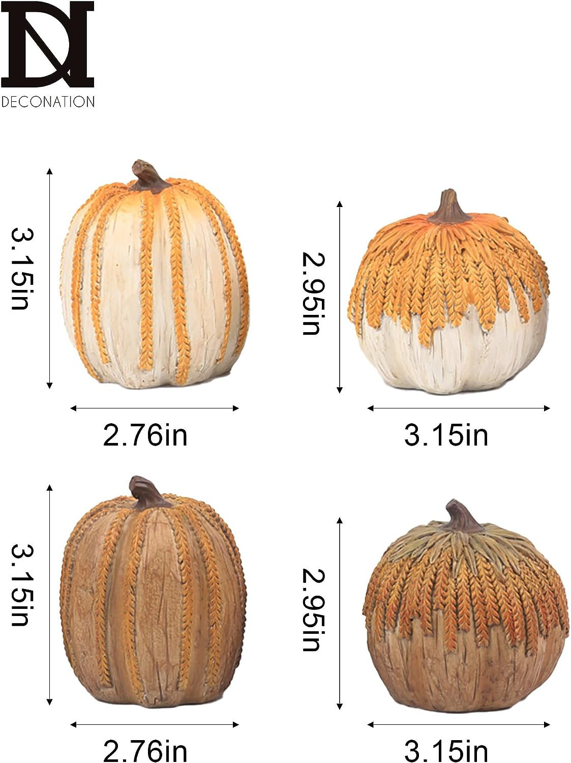The Holiday Aisle® Resin Pumpkin Decor Set Of 4 With Wheat Design ...