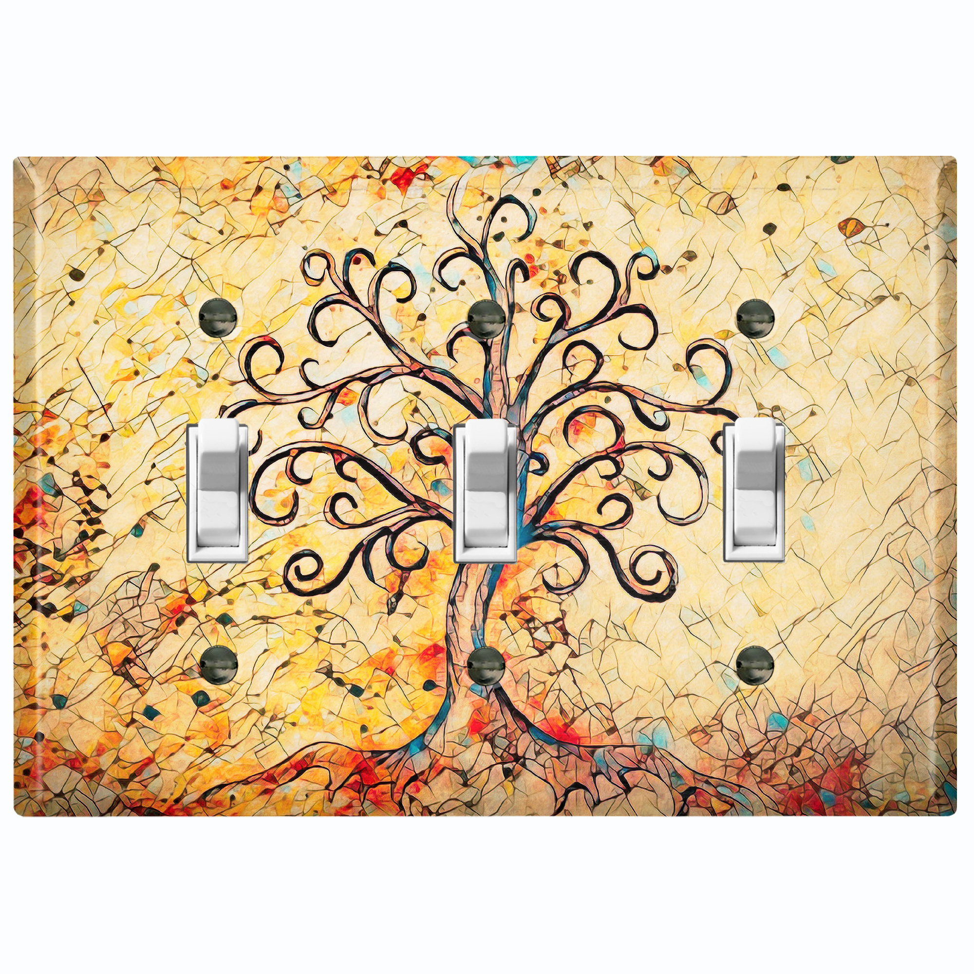 WorldAcc Metal Light Switch Plate Outlet Cover (Abstract Autumn Tree ...