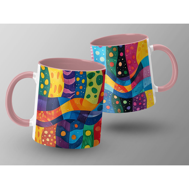 East Urban Home Kids Drawing Style 11oz Accent Mugs – White Ceramic ...