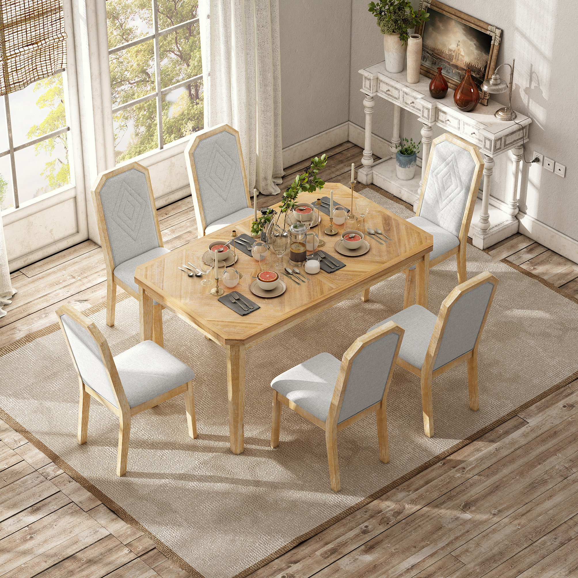 Ophelia & Co. 7-Piece Farmhouse Dining Set - Wayfair Canada