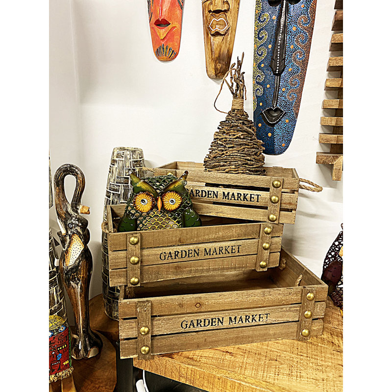 Loon Peak® 3 Piece Solid Wood Crate Set | Wayfair