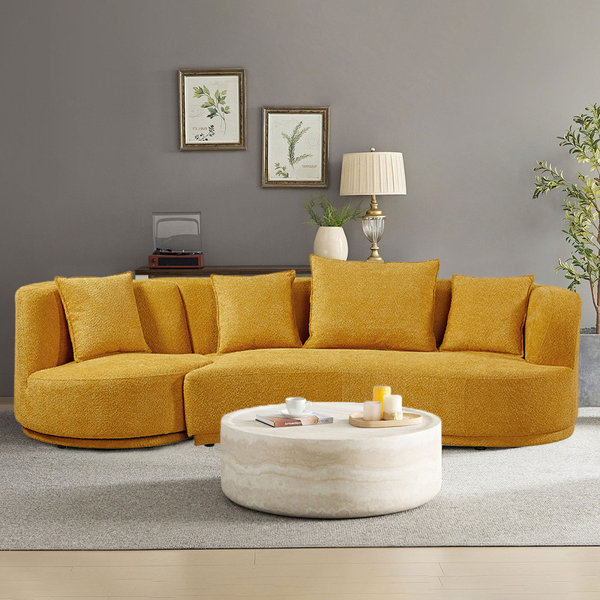 Hokku Designs 110" Rotatable Curved Sofa Couch for Living Room, Round ...