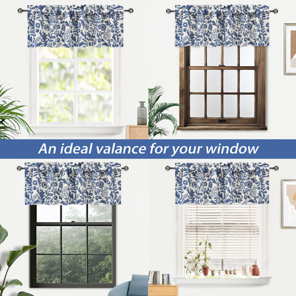 Winston Porter Julia Blackout Valance Floral Linen Look Room Darkening ...