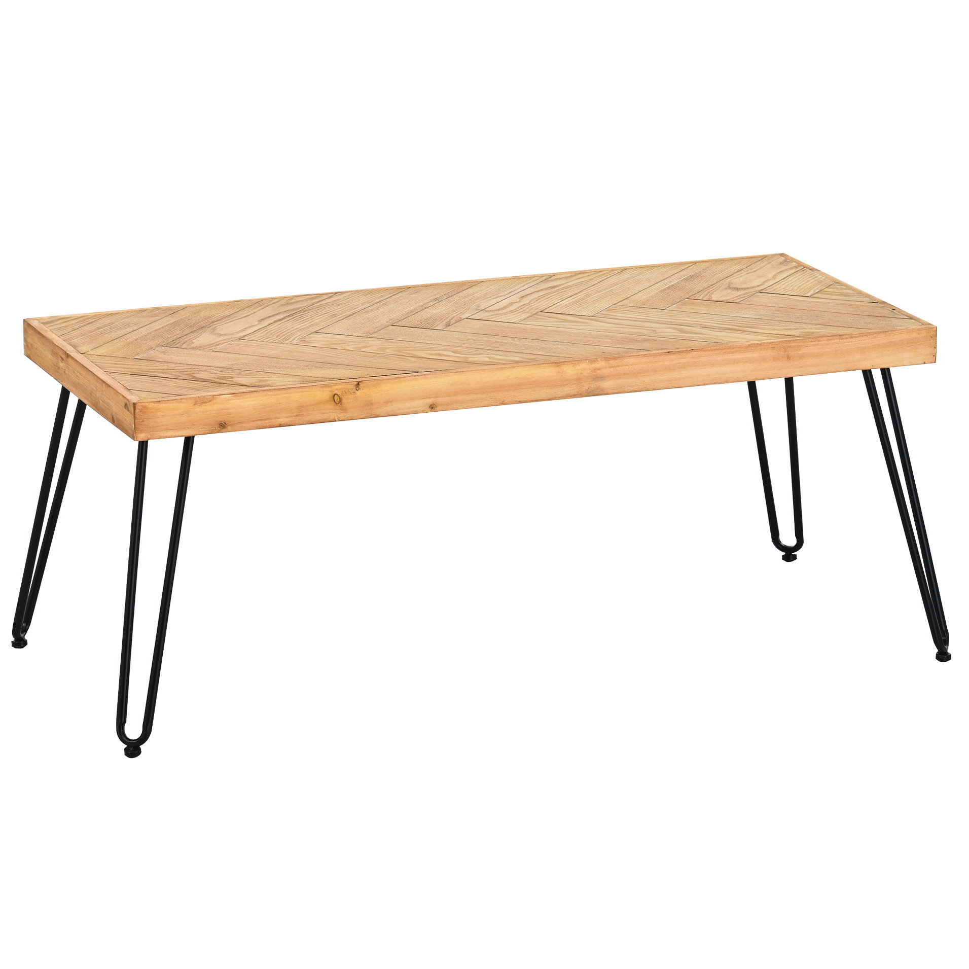 Loon Peak® Retro-modern Coffee Table, Ash Wood & Metal , Easy Assembly, Space Saving Living Room ...