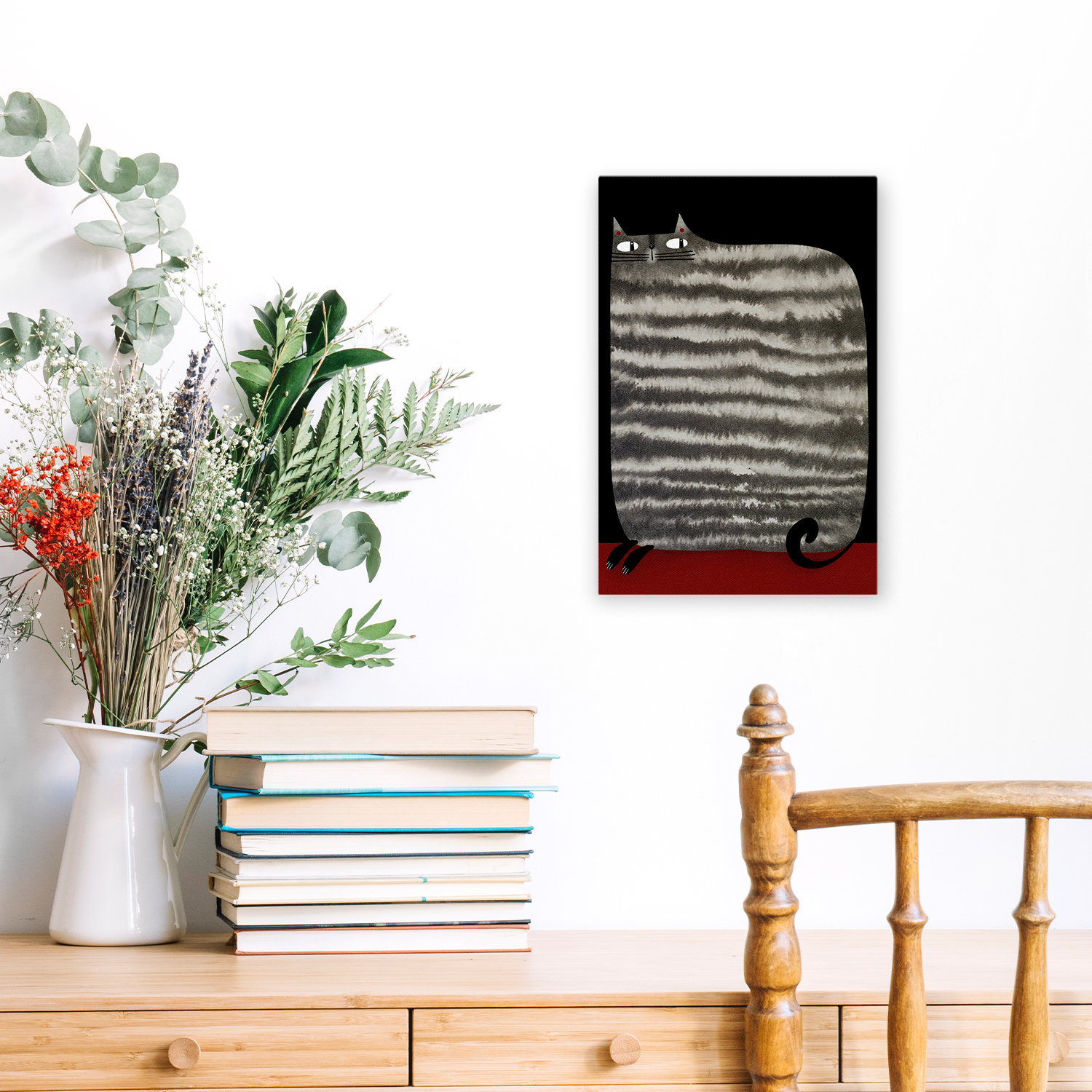 George Oliver Gray Tabby - Animals Cats Sets Black Art | Wayfair