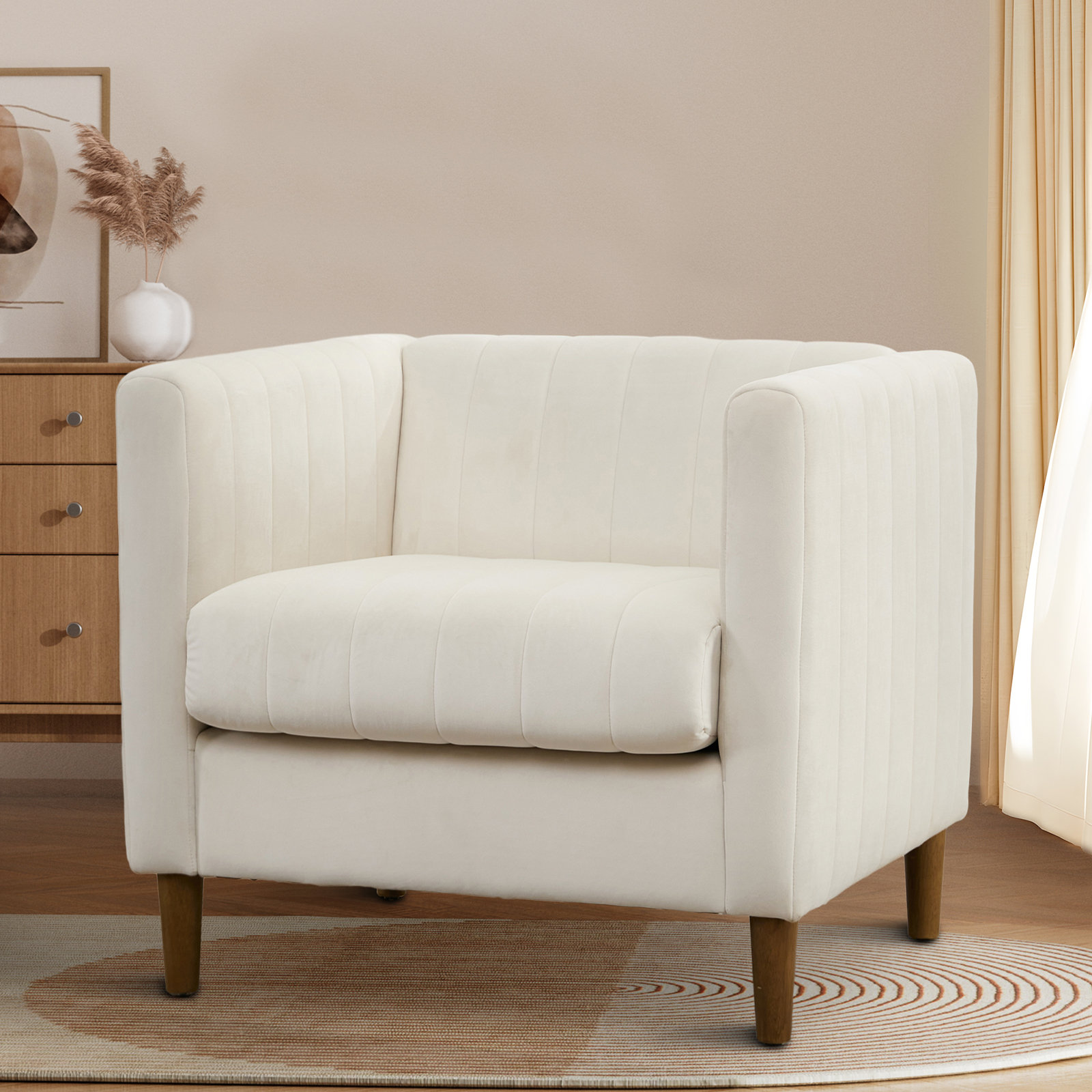 Ebern Designs Jazzae Modern Upholstered Armchair Velvet Soft Club Chair ...