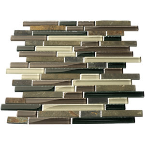 SAMPLE - Glacier Mountain Piano Stone and Glass Tile in Slate | Birch Lane