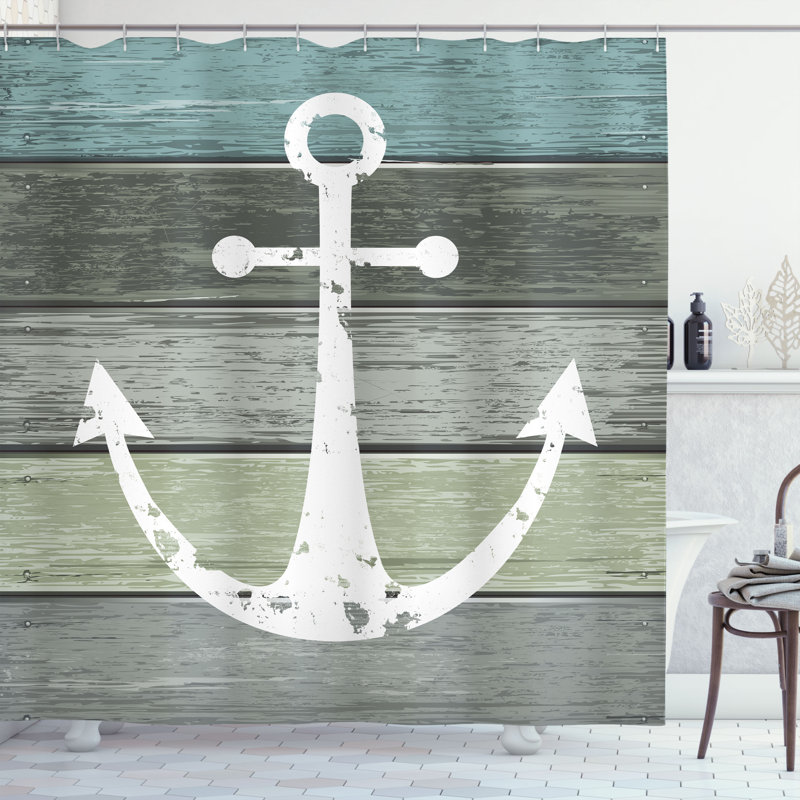 Wrought Studio™ Anchor Shower Curtain Timeworn Marine Theme Art | Wayfair