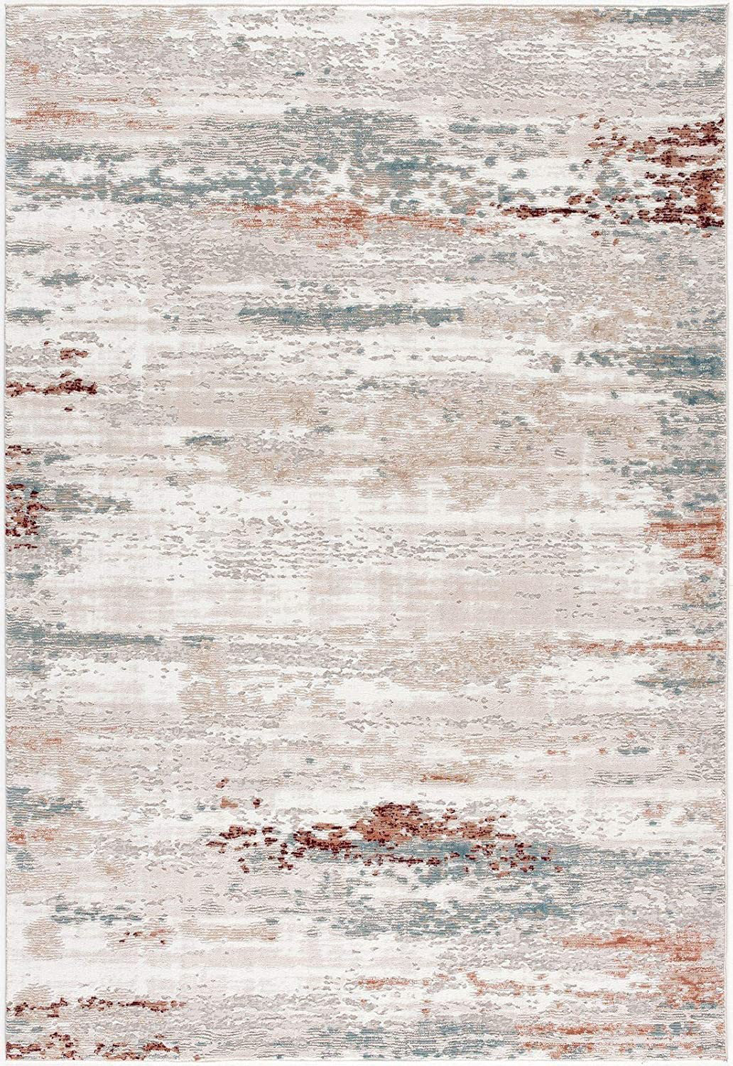 17 Stories Gray and Ivory Abstract Power Loom Area Rug | Wayfair