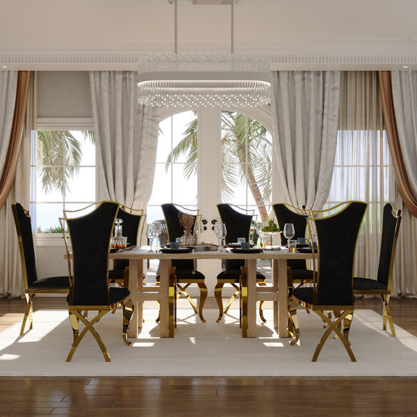 Rosdorf Park Gorgeous King Chairs Throne Black Velvet Dining Room Chair ...