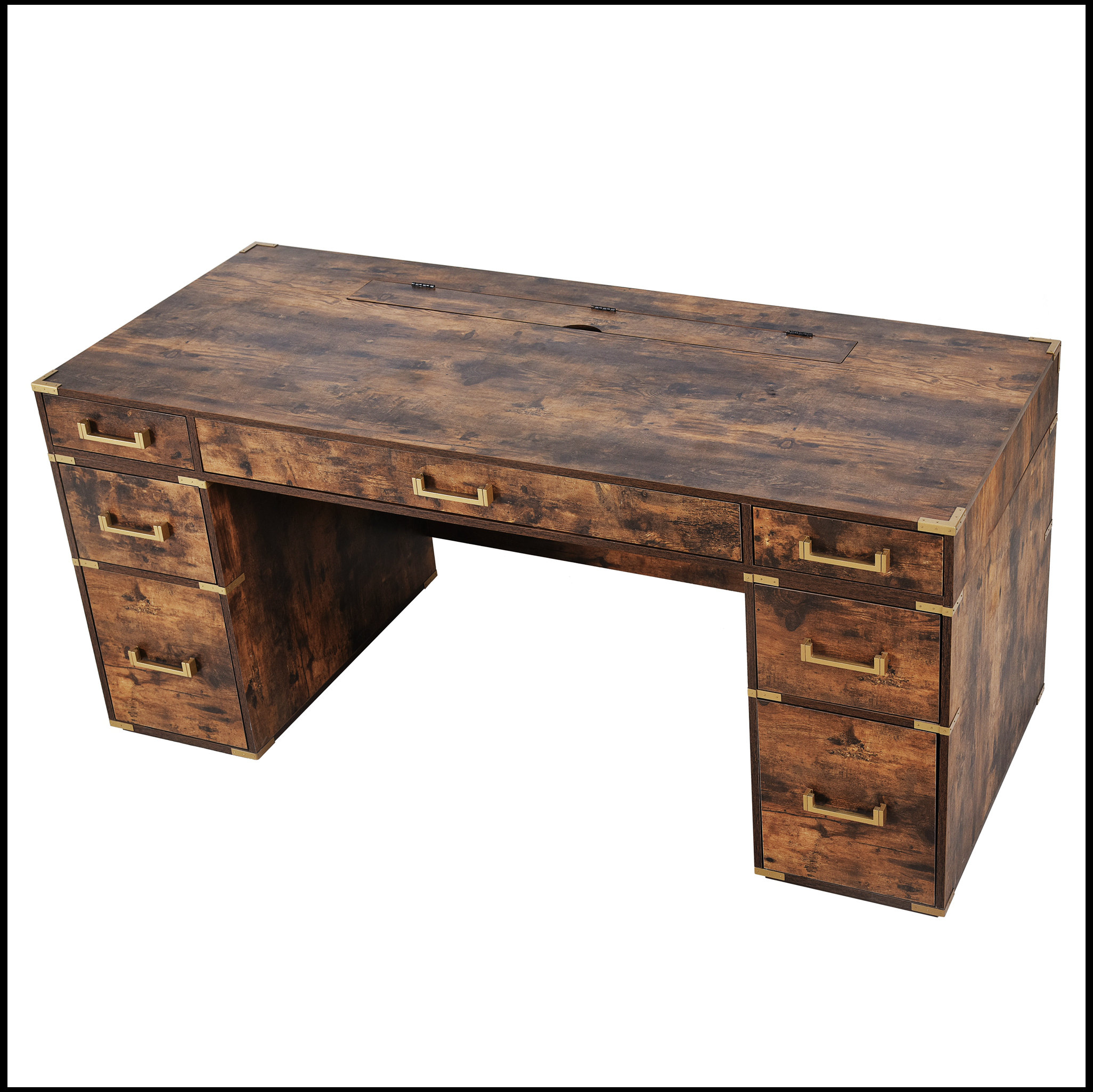 Loon Peak 70"Classic and Traditional Executive Desk with Metal Edge ...