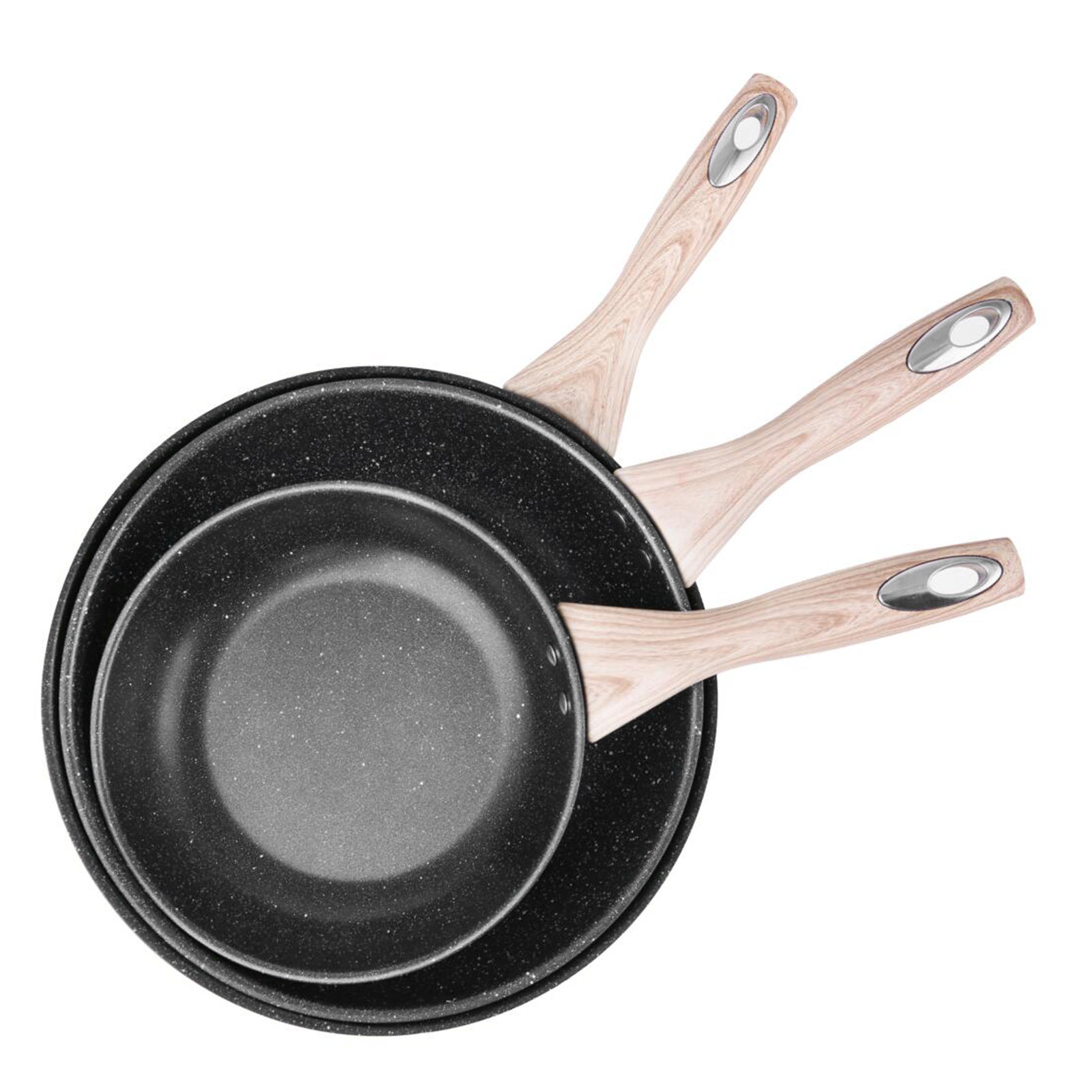Homgeek 12 in. Non Stick Stainless Steel 3 Piece Frying Pan Set | Wayfair