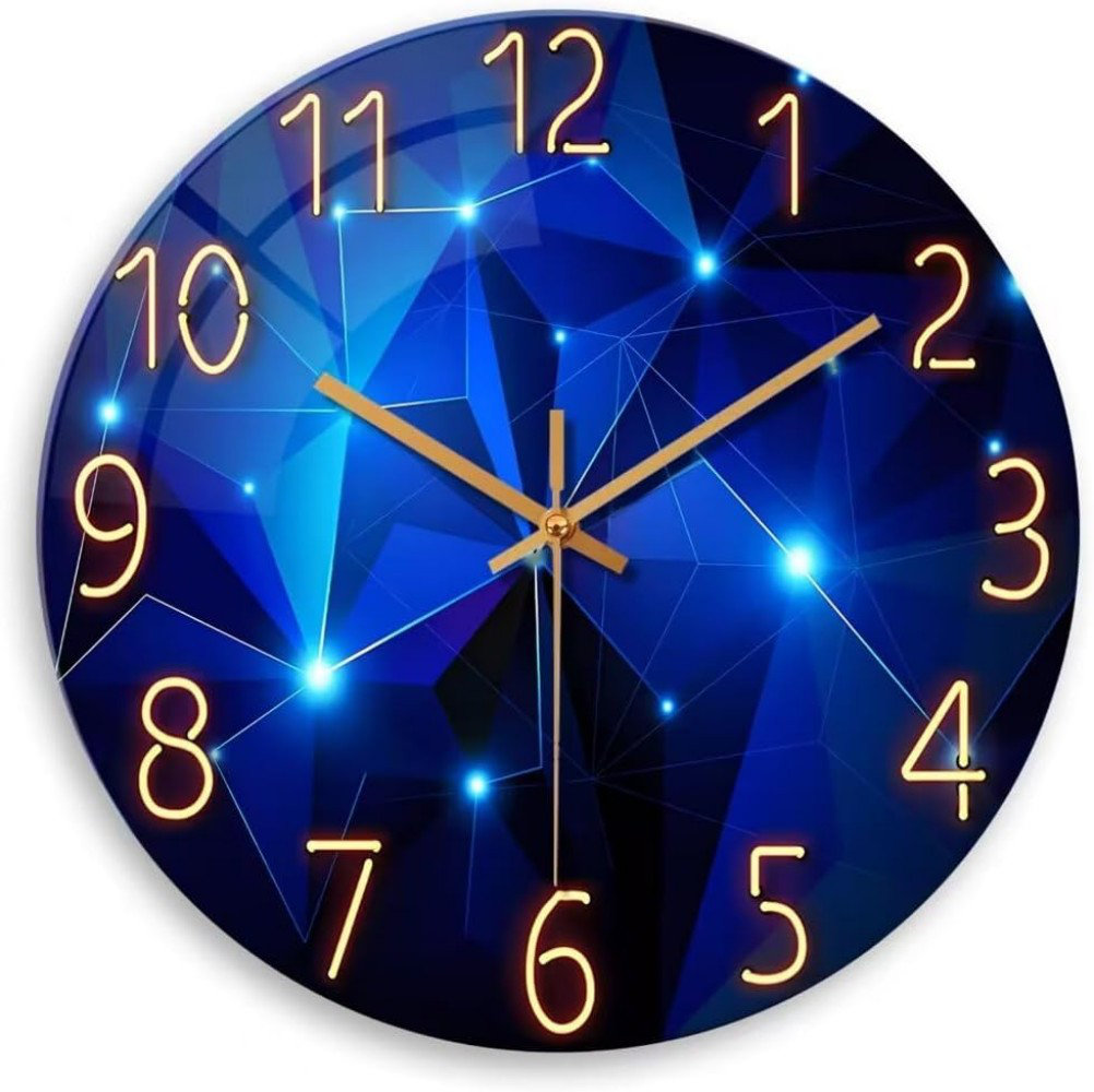 Ivy Bronx Blue Wall Clock Battery Operated - 14 Inch Modern Wall Clock ...