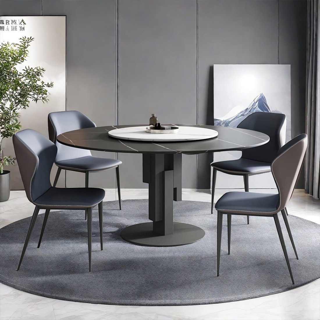 HEshihome Simple Matte Rock Slab Round Dining Tables | Wayfair