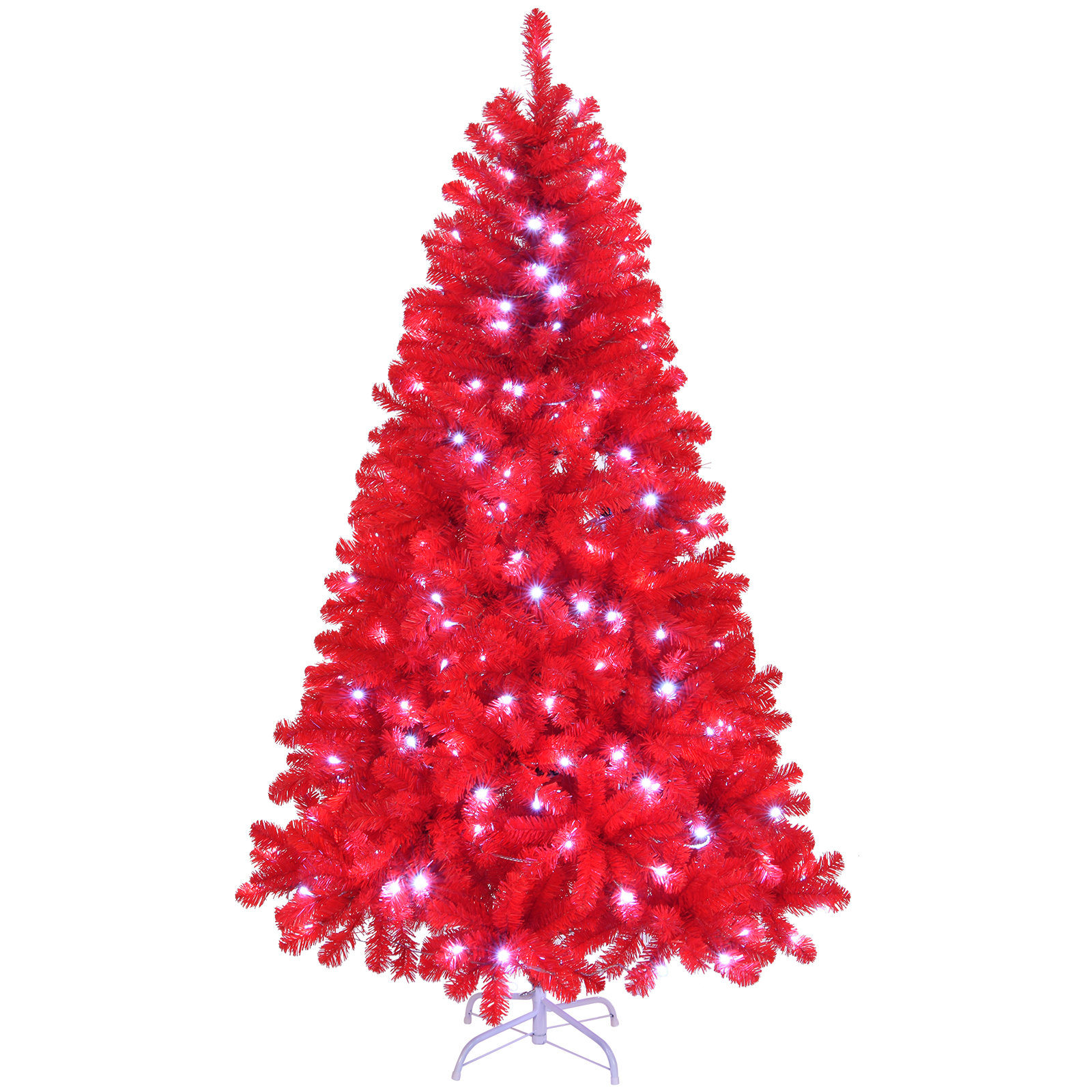 The Holiday Aisle® 6 Ft. Red Artificial Christmas Tree Pine Tree With ...