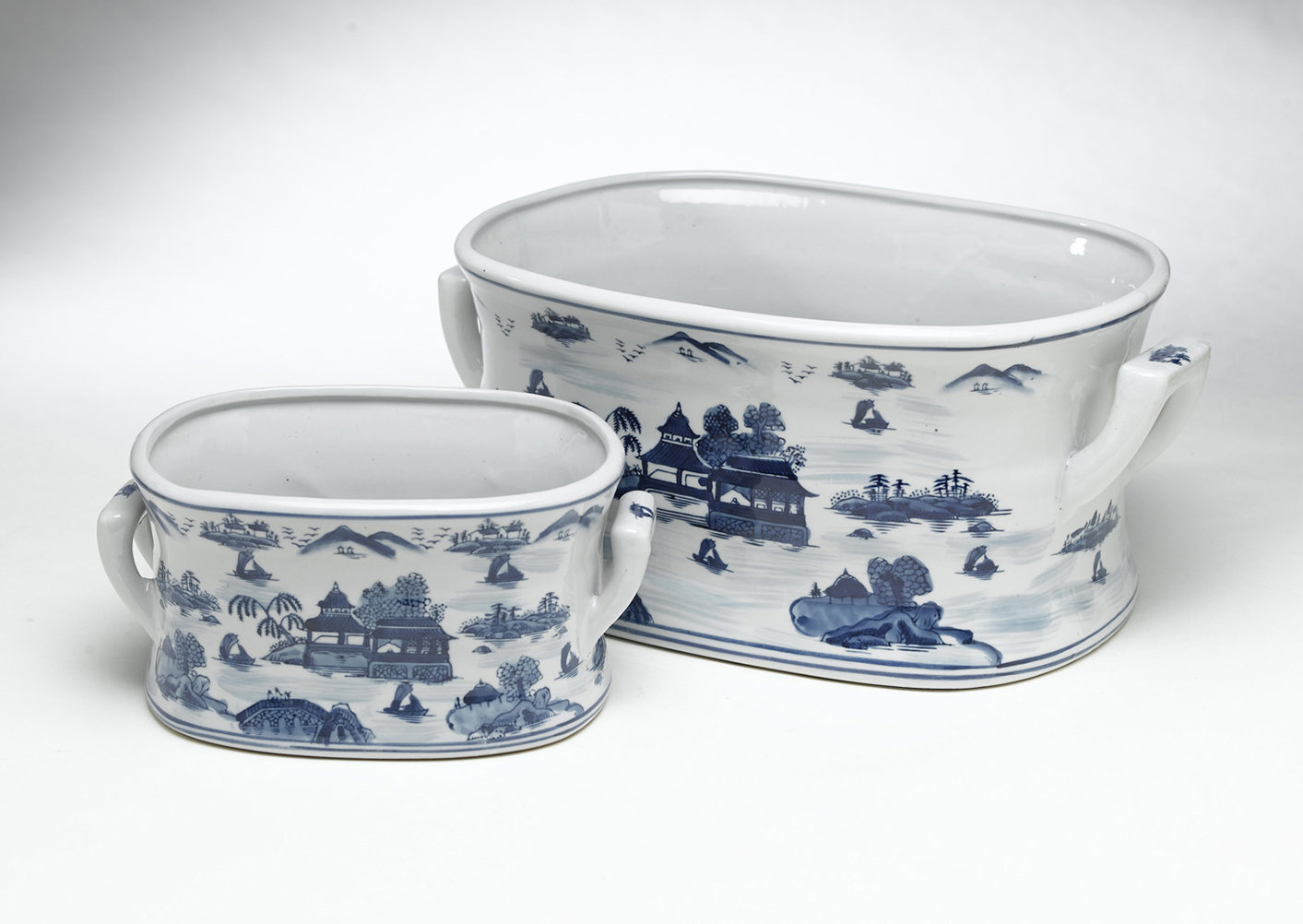 AA Importing Willow Pattern 2-Piece Pot Planter Set & Reviews - Wayfair ...