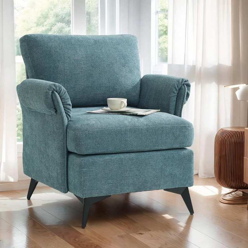 Ivy Bronx Accent Chair Armchair, Century Modern Fabric Upholstered ...