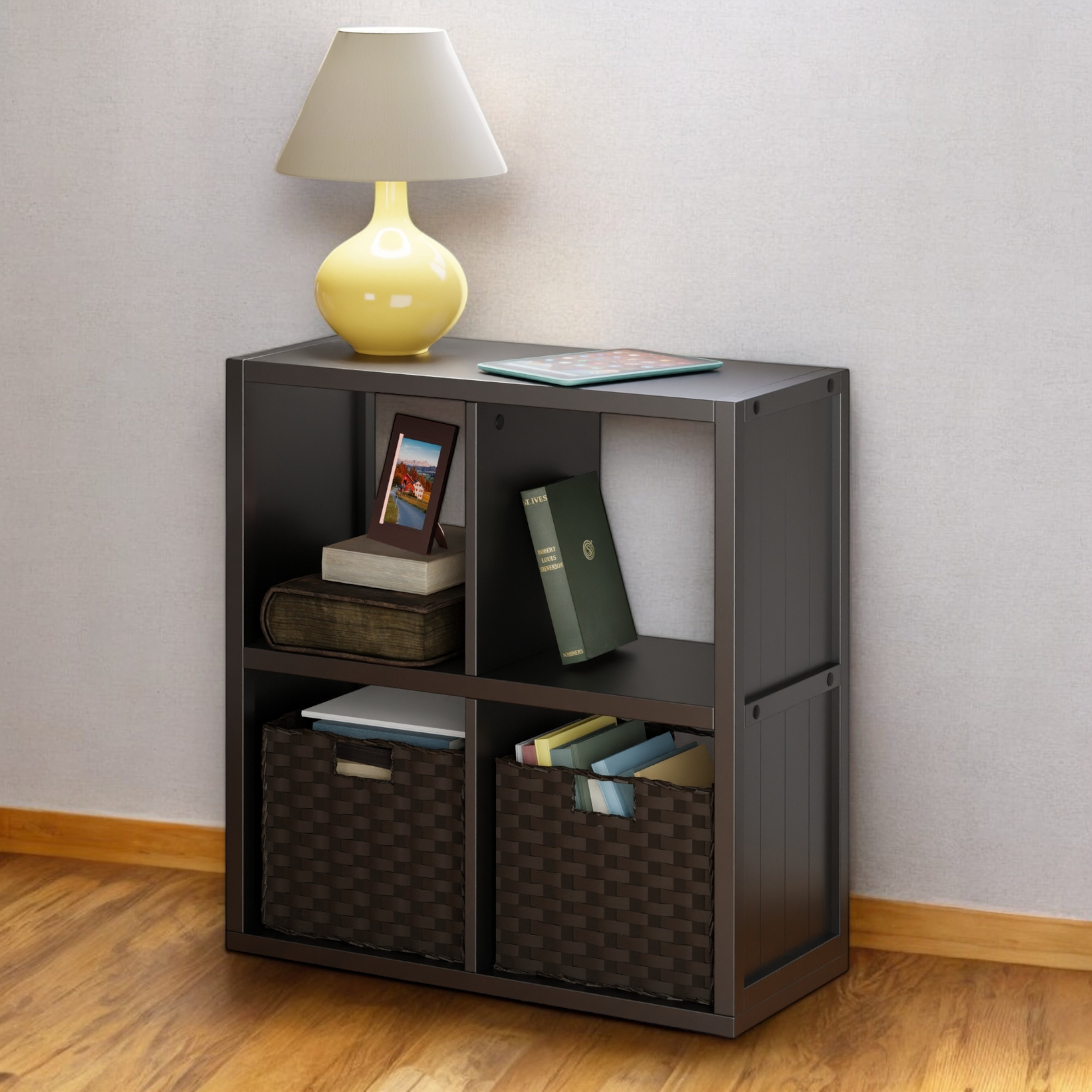 Red Barrel Studio® Bradwell Black 3-Piece 2x2 Storage Shelf with 2 ...