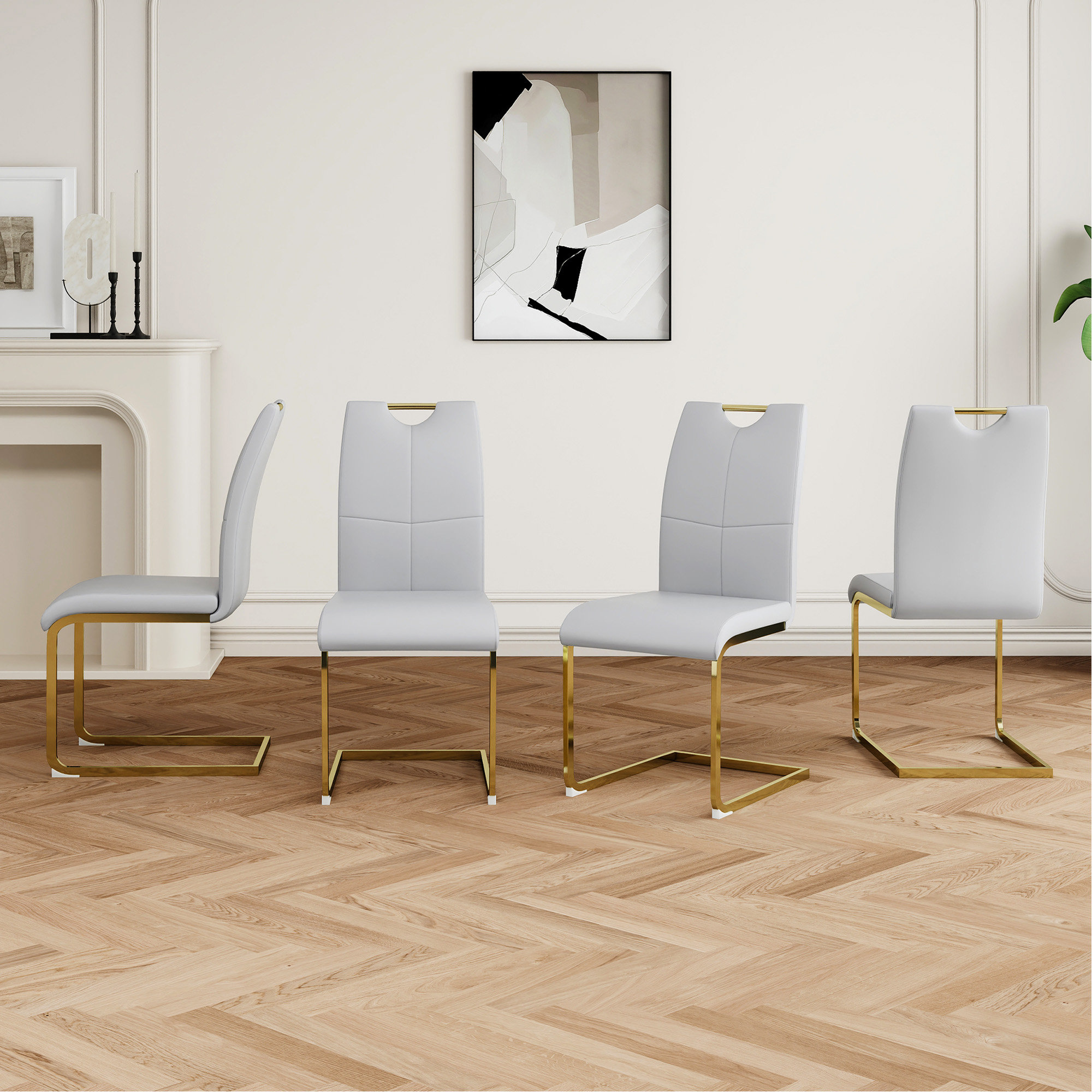 Hokku Designs Stylish Faux Leather Padded Dining Chairs For Modern ...