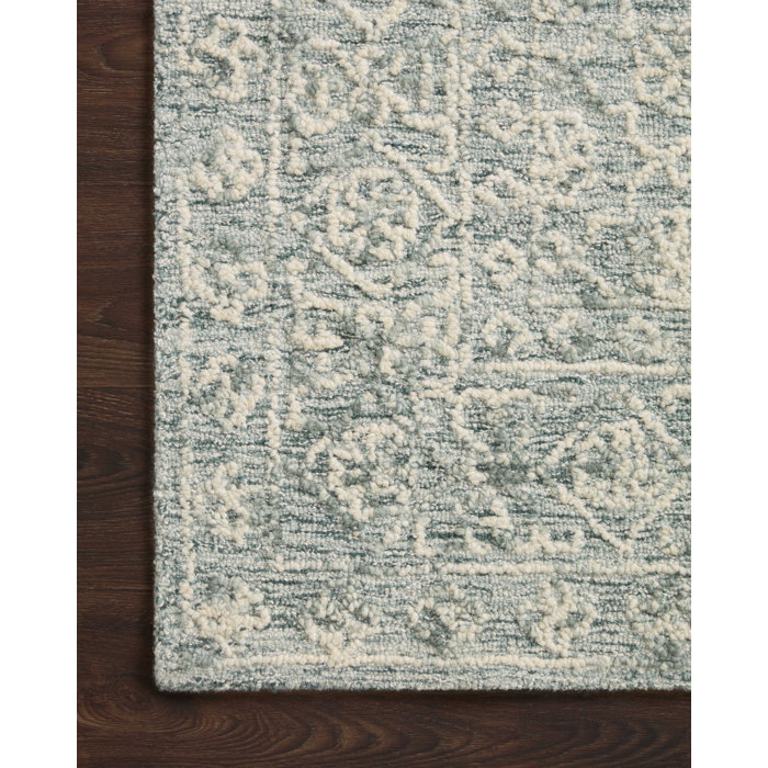 Millcreek Oriental Handmade Tufted Wool Area Rug in Ocean/Ivory ...