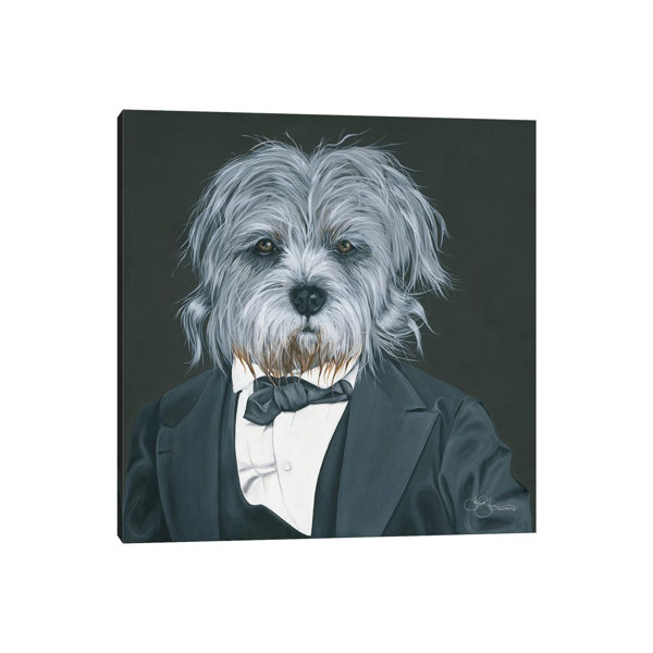 Happy Larry Dog in Suit by Hollihocks Art - Wrapped Canvas Graphic Art ...
