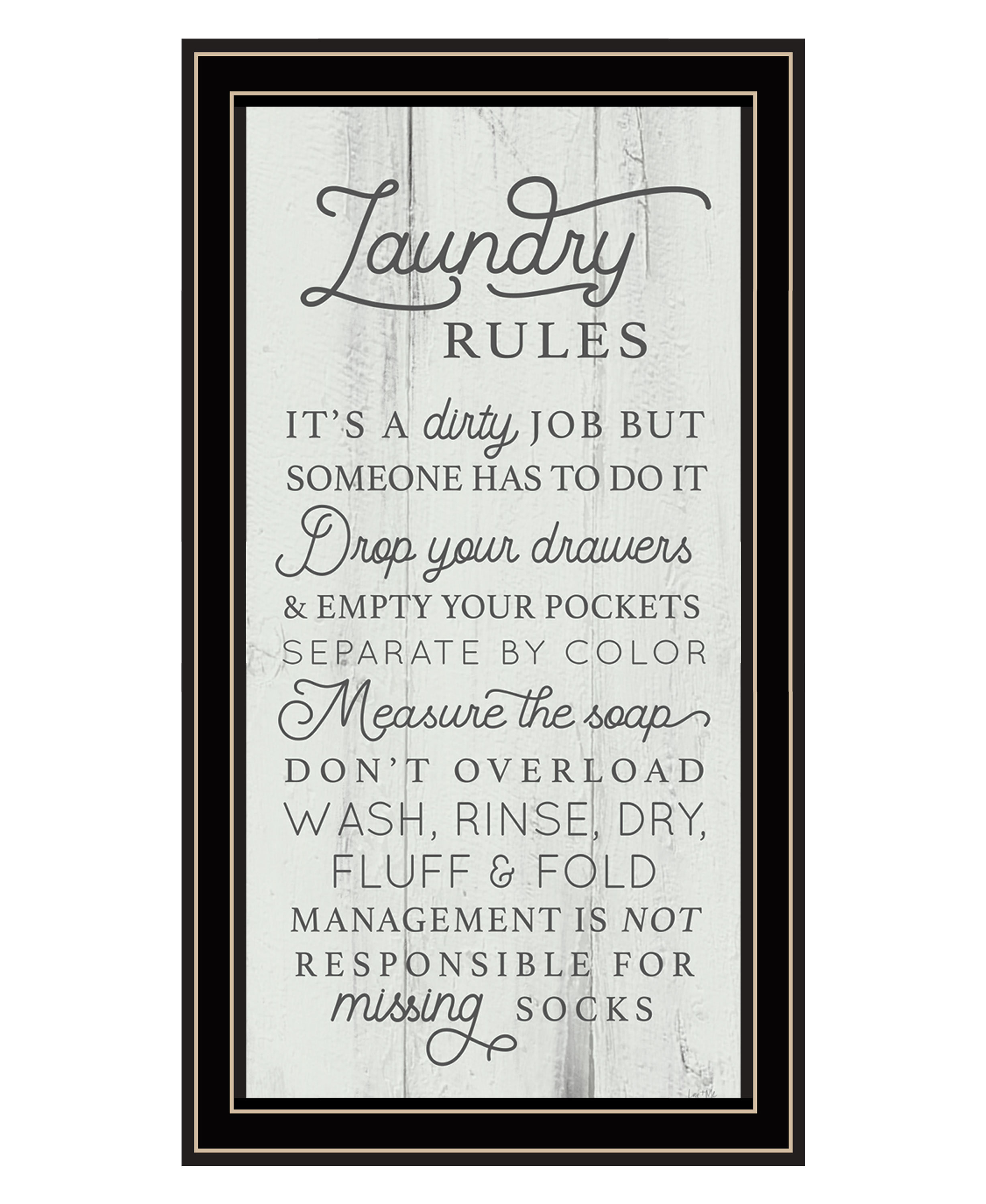 Trinx Laundry Rules Framed Wall Art for Living Room, Home Wall Decor by ...