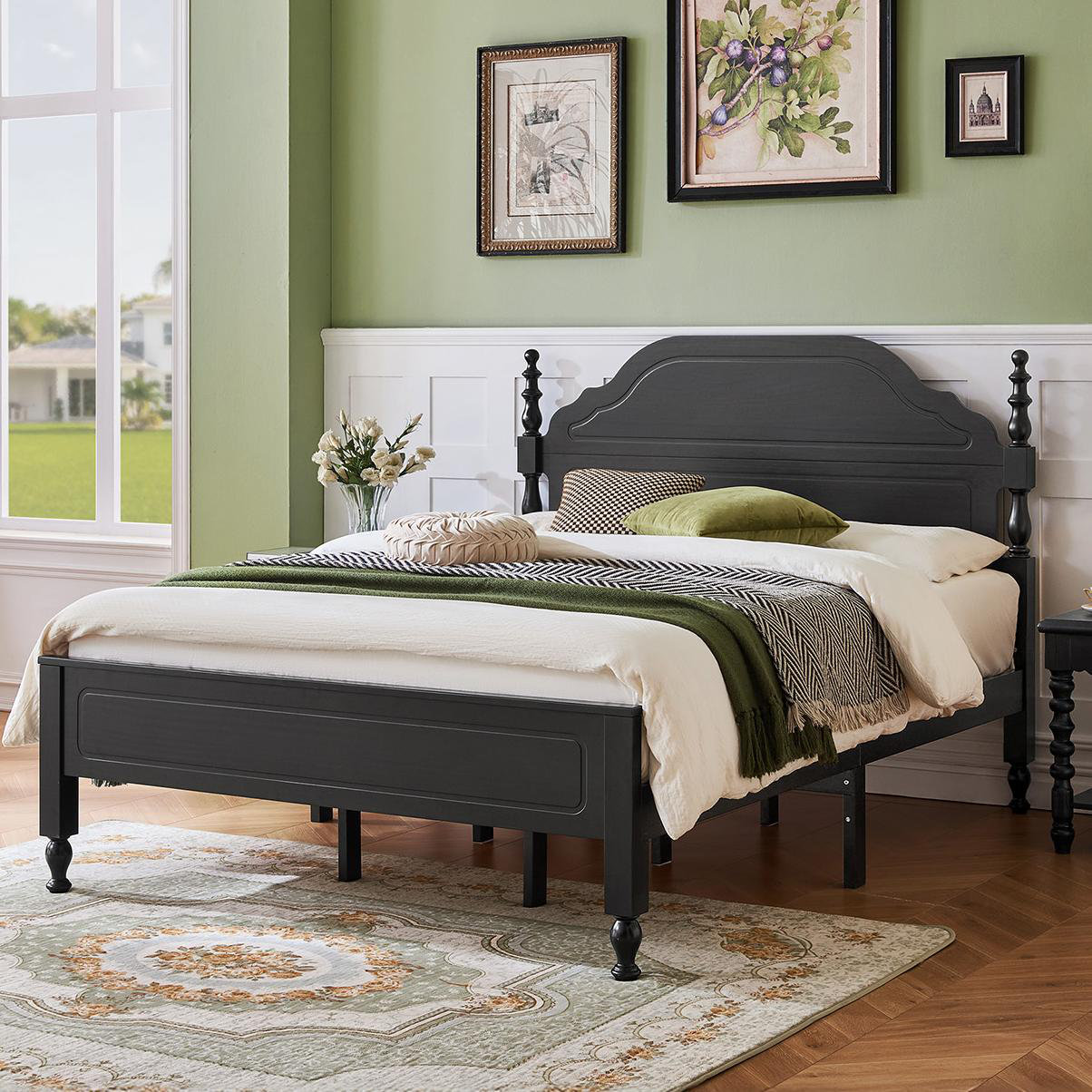 Charlton Home® Queen Solid Wood Bed Frame with Spindle Design & Reviews ...
