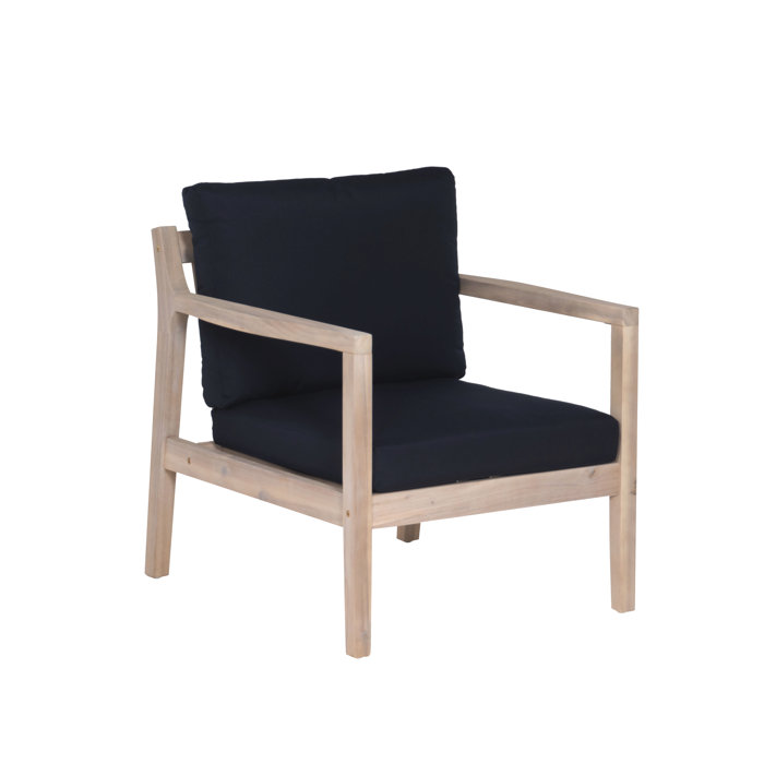 Joss & Main Amina Outdoor Solid Wood Acacia Chair with Cushions ...