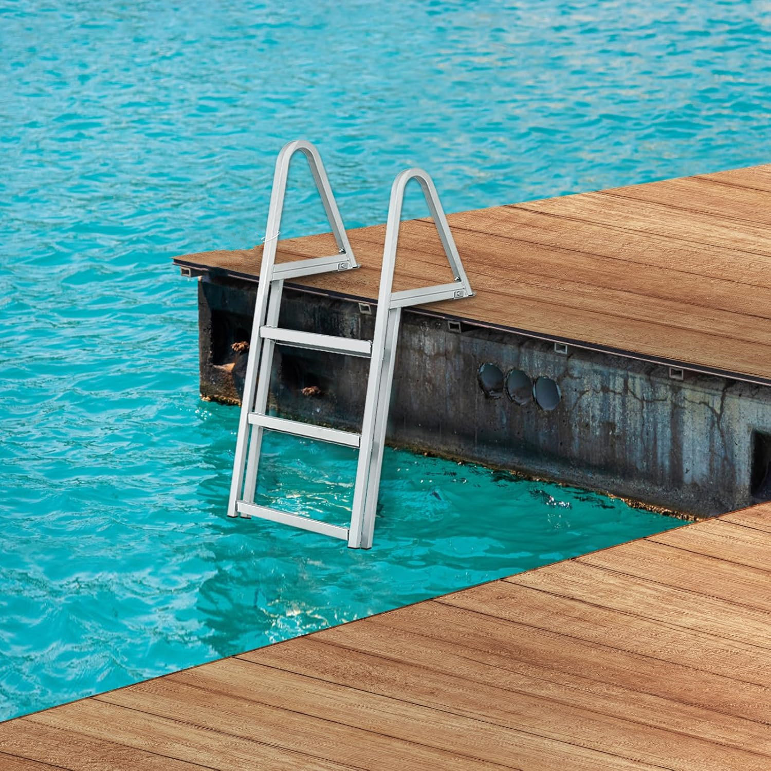 dVault 3-Step Aluminum Swim Ladders,Removable,Anti-Slip And Corrosion ...