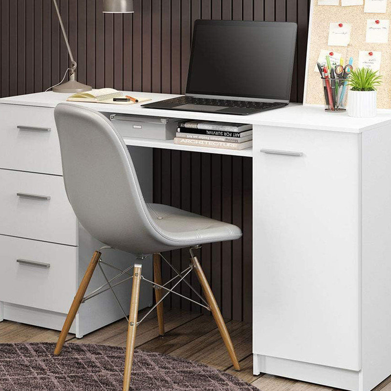 Latitude Run® Modern Office Desk with Storage Drawers, Simple Style PC ...
