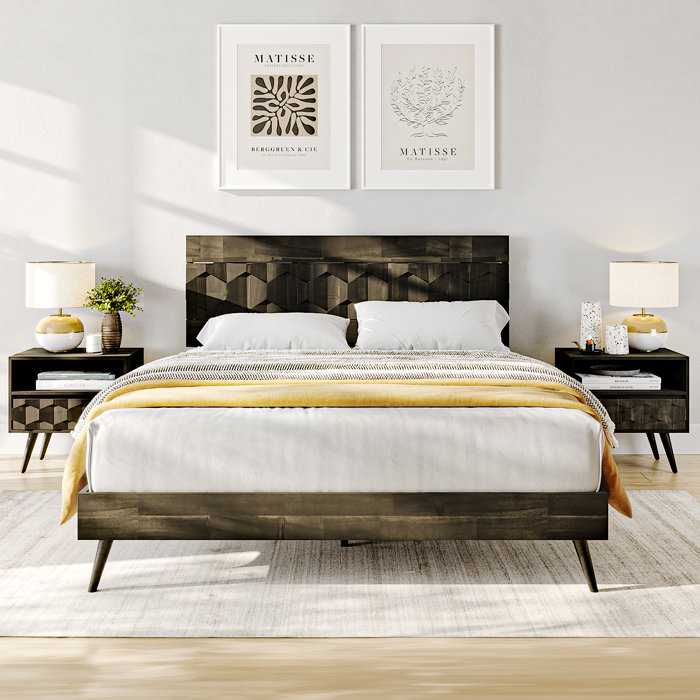 Corrigan Studio® Georgina Solid Wood Platform Bed Frame with Headboard ...