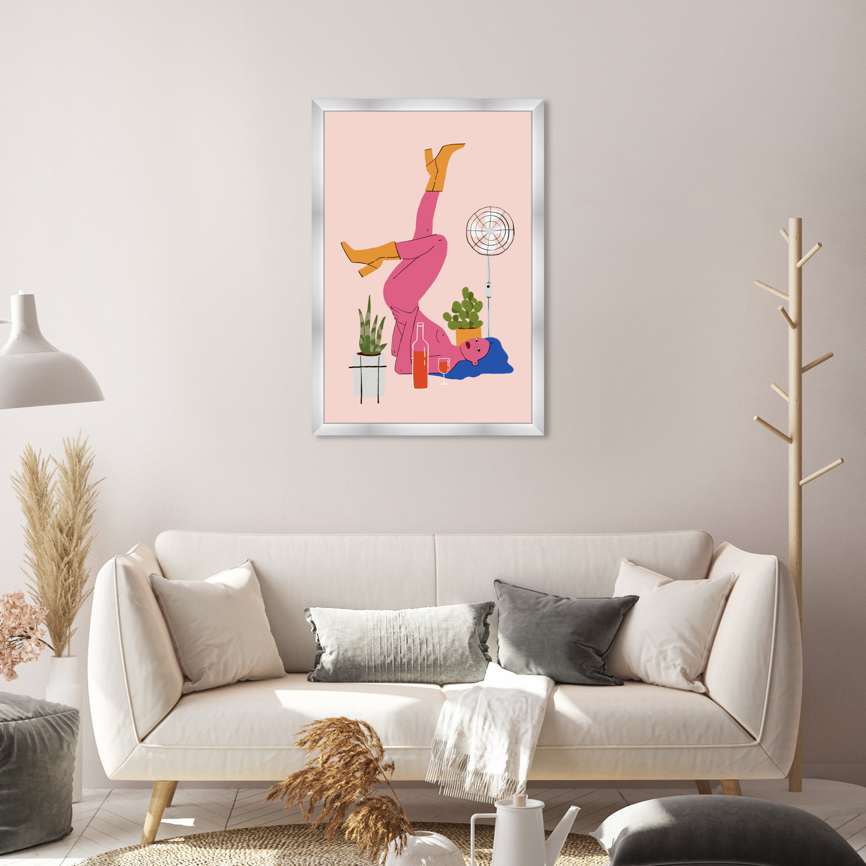 Oliver Gal Prints "Pink Pose", Ros Drinks Garden Modern Pink Framed ...