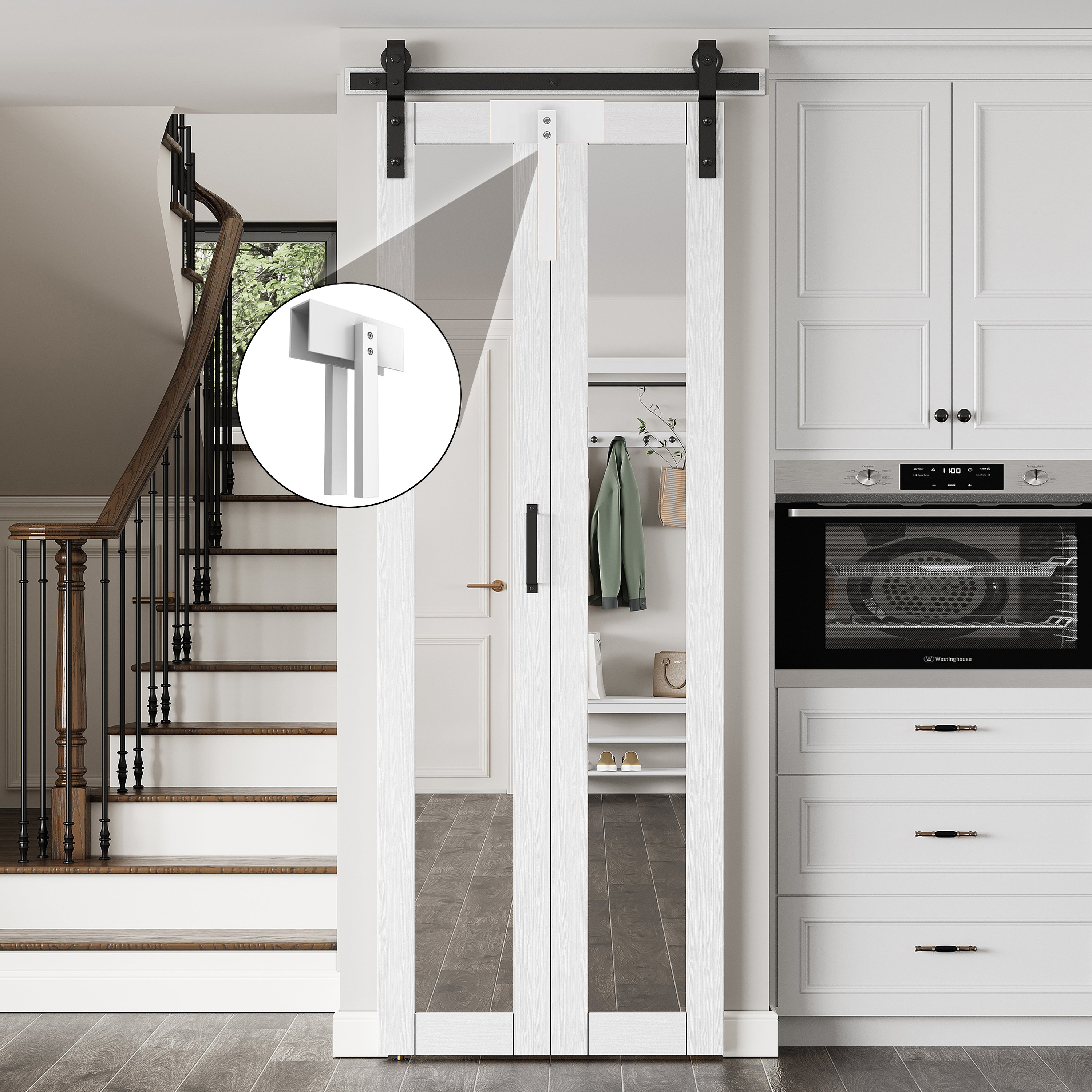 TOPDONED 1-Lite HD Mirror Bifold Barn Door with Hardware Kit Set ...