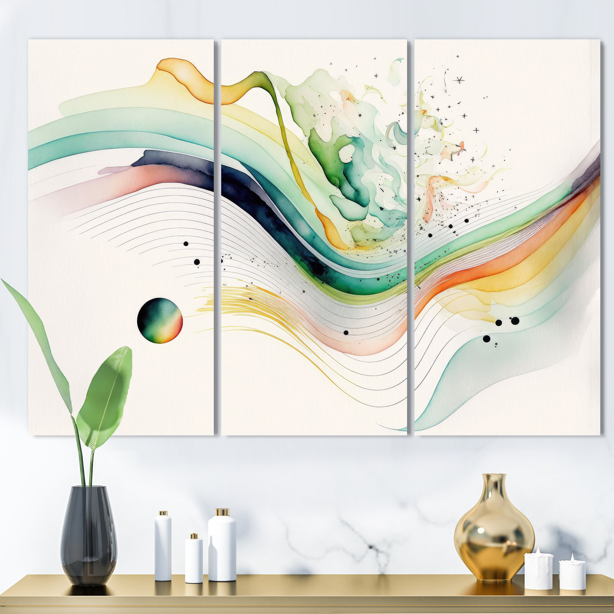 Ivy Bronx Georgina Vibrant Movement II - 3 Piece Print on Canvas | Wayfair