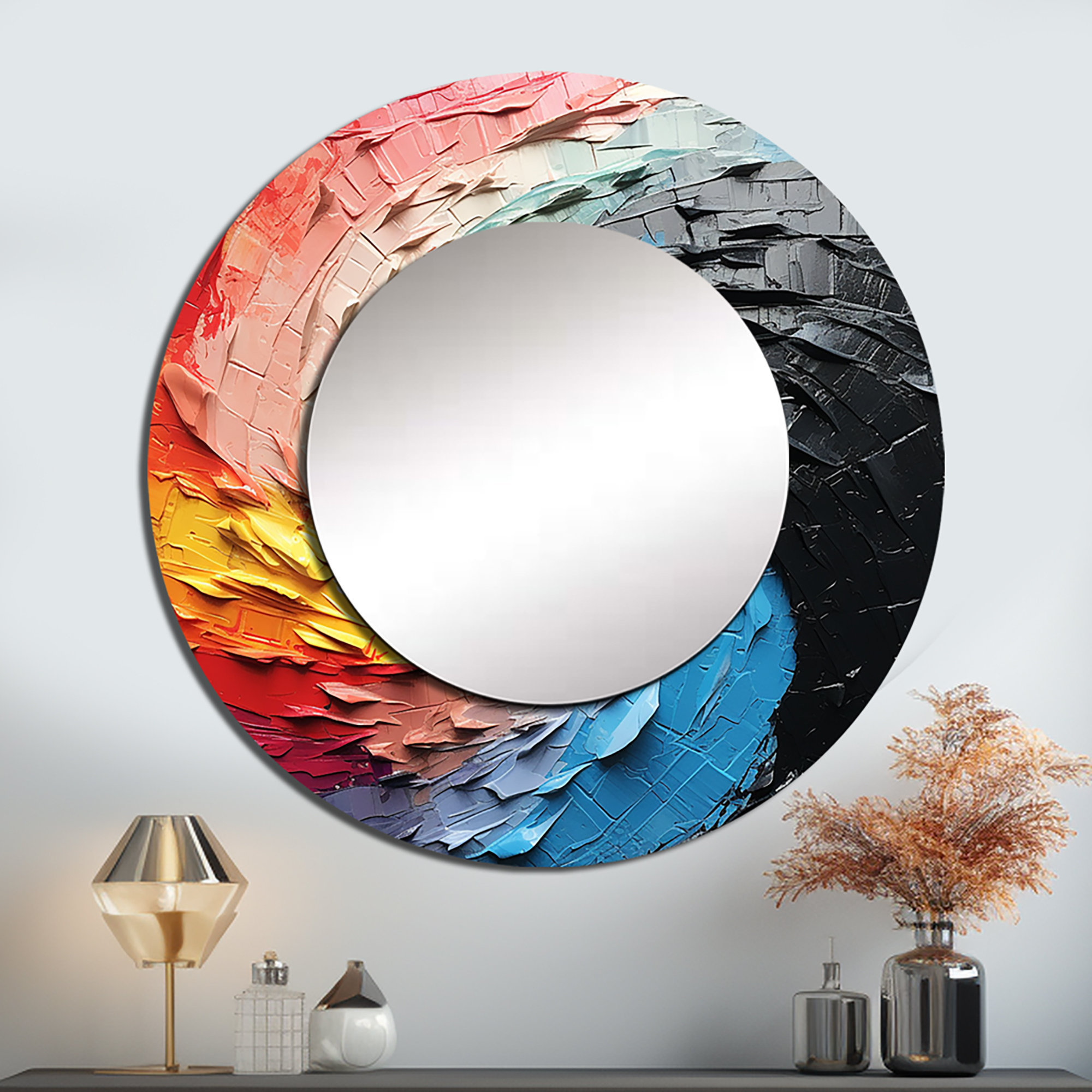 Design Art Minimalism Rainbow Prismatic Dreams - Rainbow Round Mirror ...