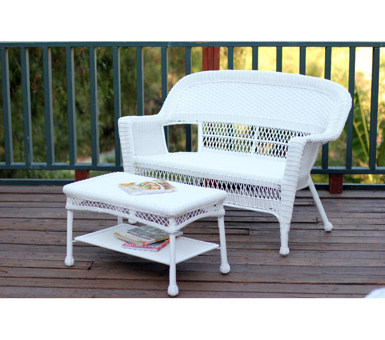 Rosecliff Heights Dane Wicker 2 - Person Outdoor Seating Group with ...