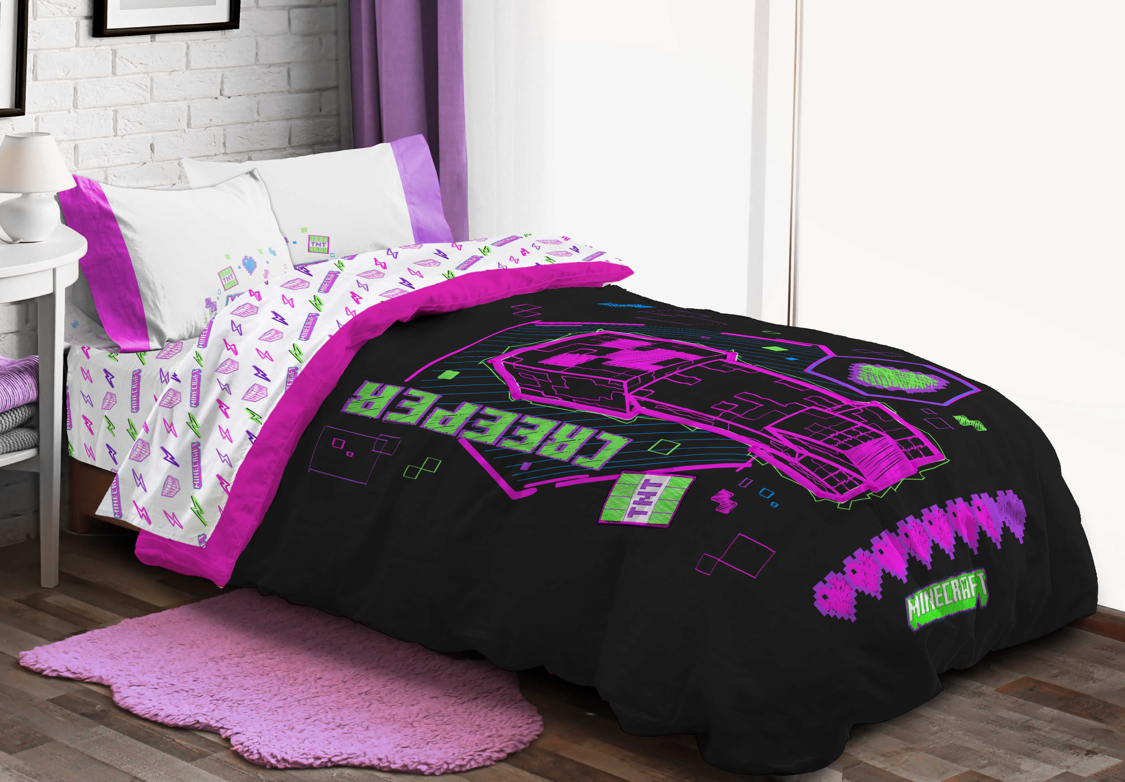Minecraft Ensemble de lit simple Minecraft Cyber Neon - Wayfair Canada