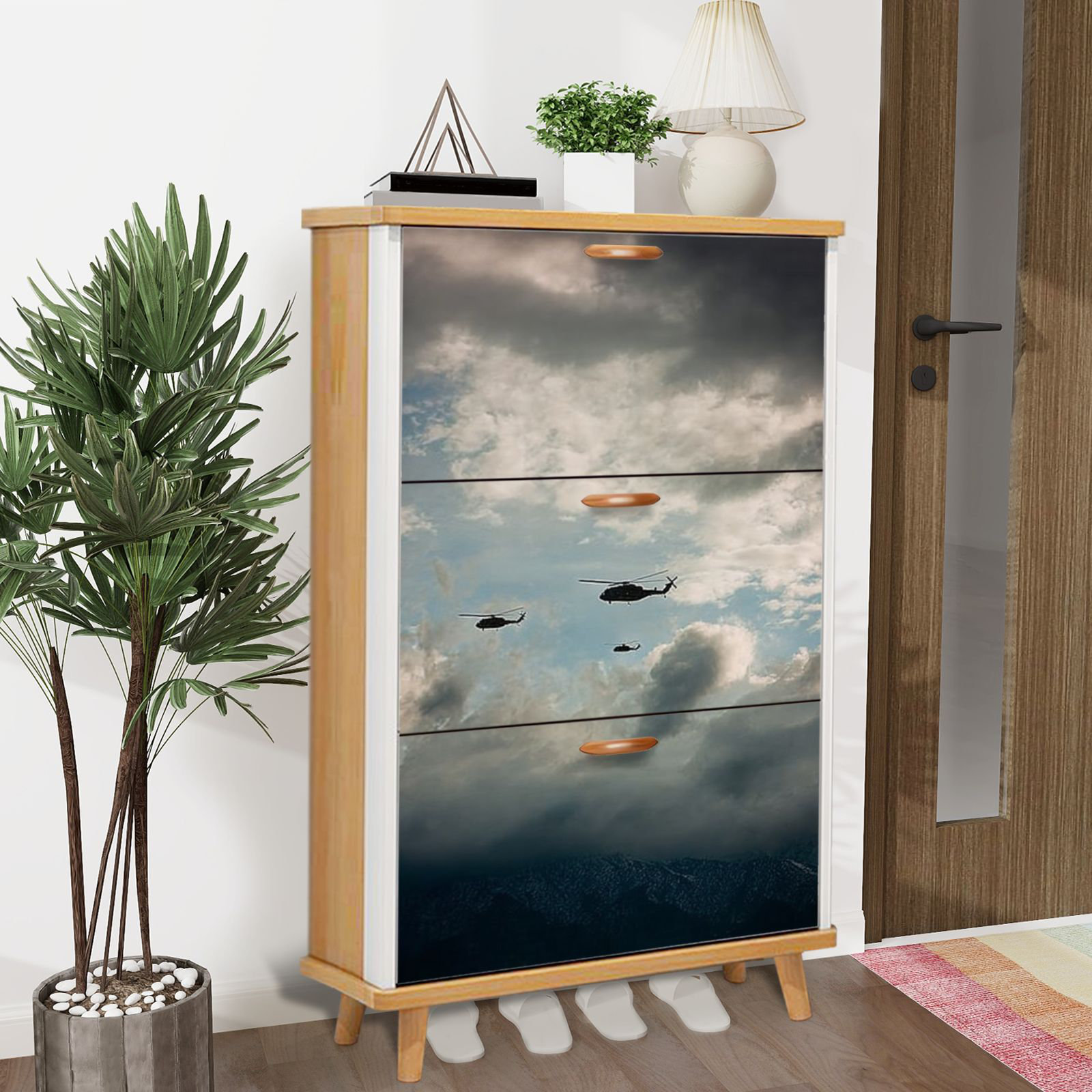 East Urban Home Shoe Storage Cabinet with 3 Flip Drawers for ...