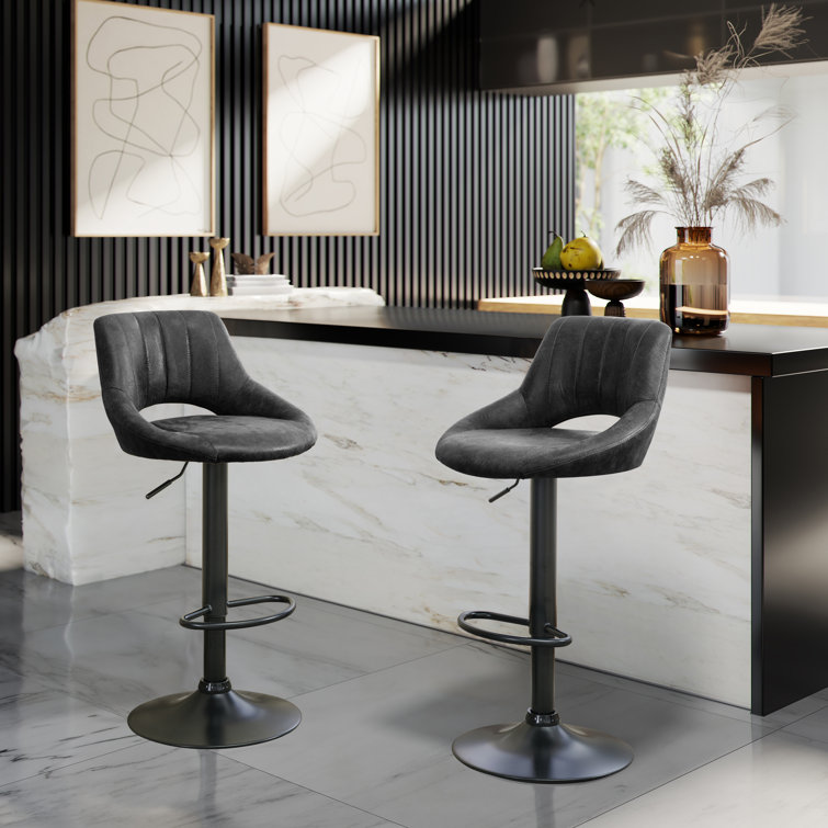 Foundry Select Newville Swivel Upholstered Adjustable Height Counter ...