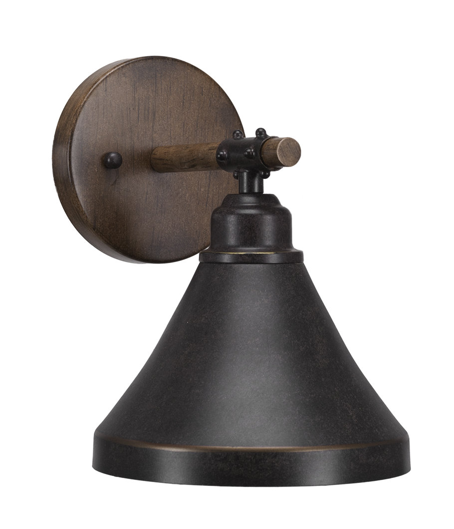 Loon Peak® Blacksmith Wall Sconce Shown In Painted Wood-look Metal ...