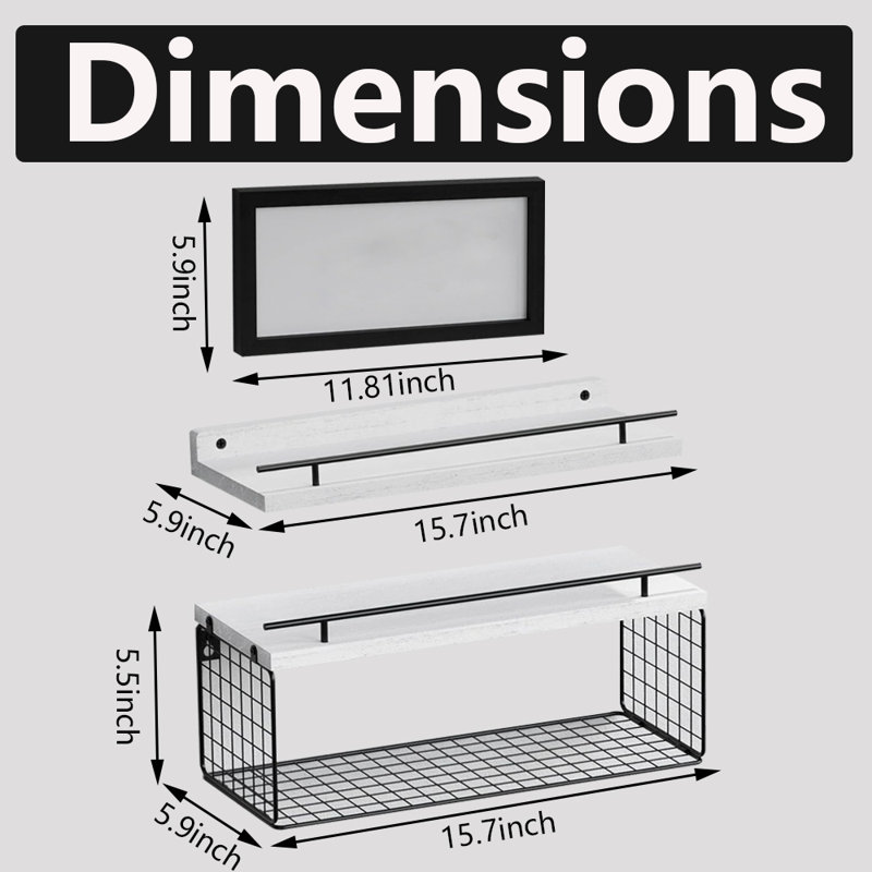 Gracie Oaks Wall Mounted Floating Shelves with Wall Décor Sign ...