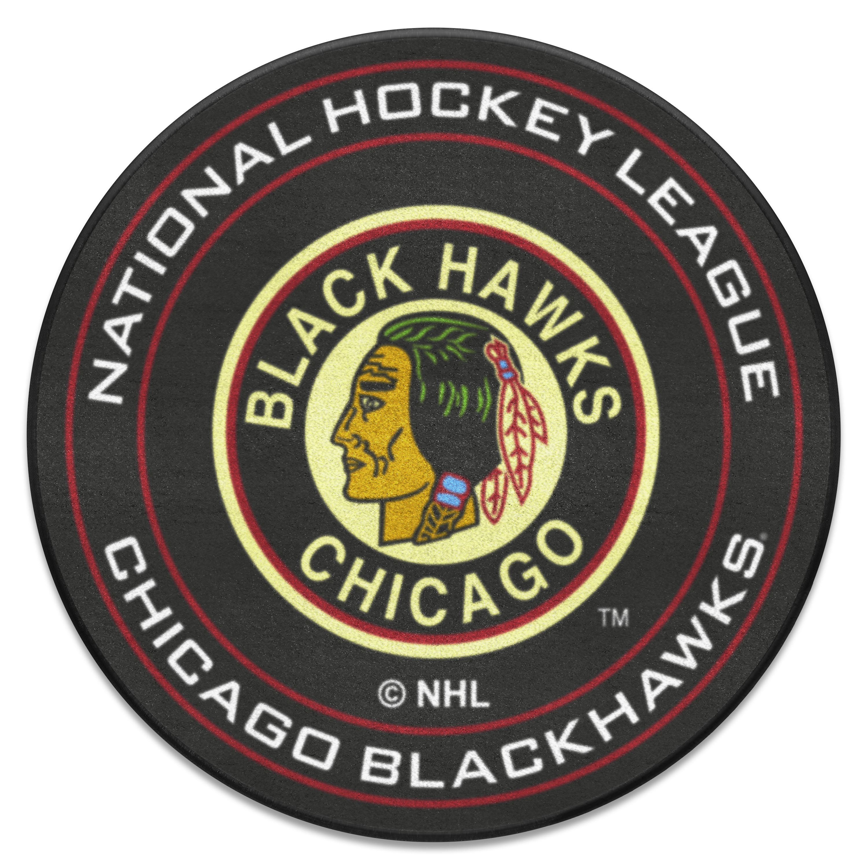 FANMATS Chicago Blackhawks_NHLRETRO Chicago Blackhawks Hockey Puck Rug ...