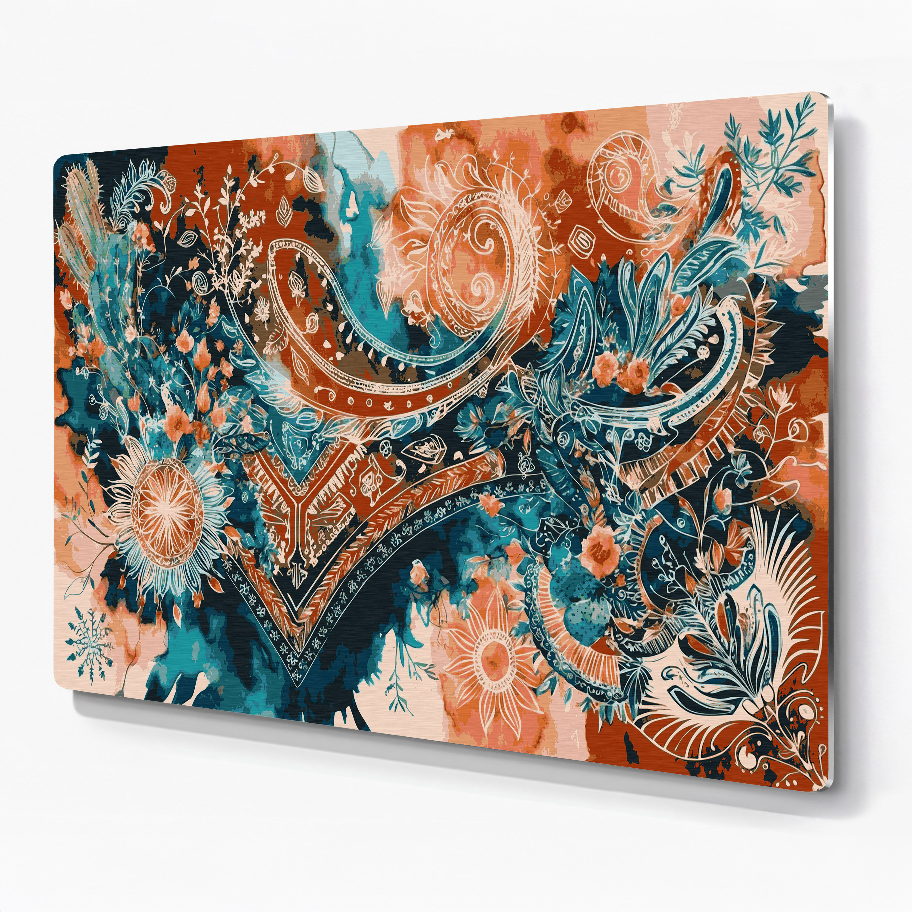 Latitude Run® Southwestern Cowboy Paisley Bandana 76 Brown Metal Wall ...