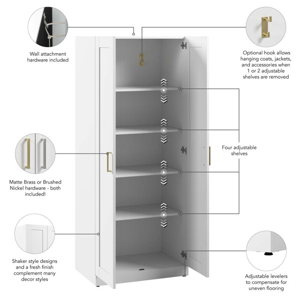 Mercer41 Ascensin Mercer41 30W Tall Storage Cabinet With Doors And ...