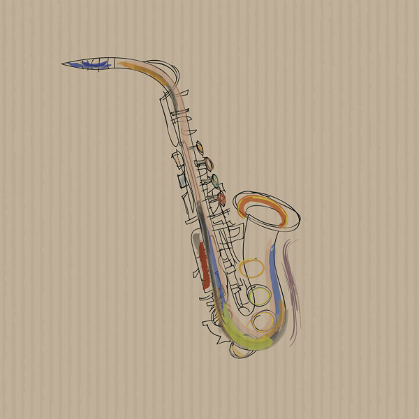 Winston Porter Hanney Sketch Of Saxophone On Cardboard - Wrapped Canvas ...